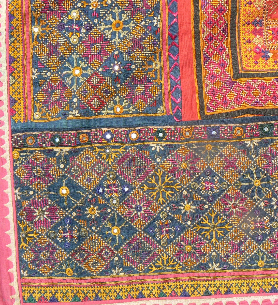 Excellent Old Indian Embroidered Textile From The Thar Desert Region In