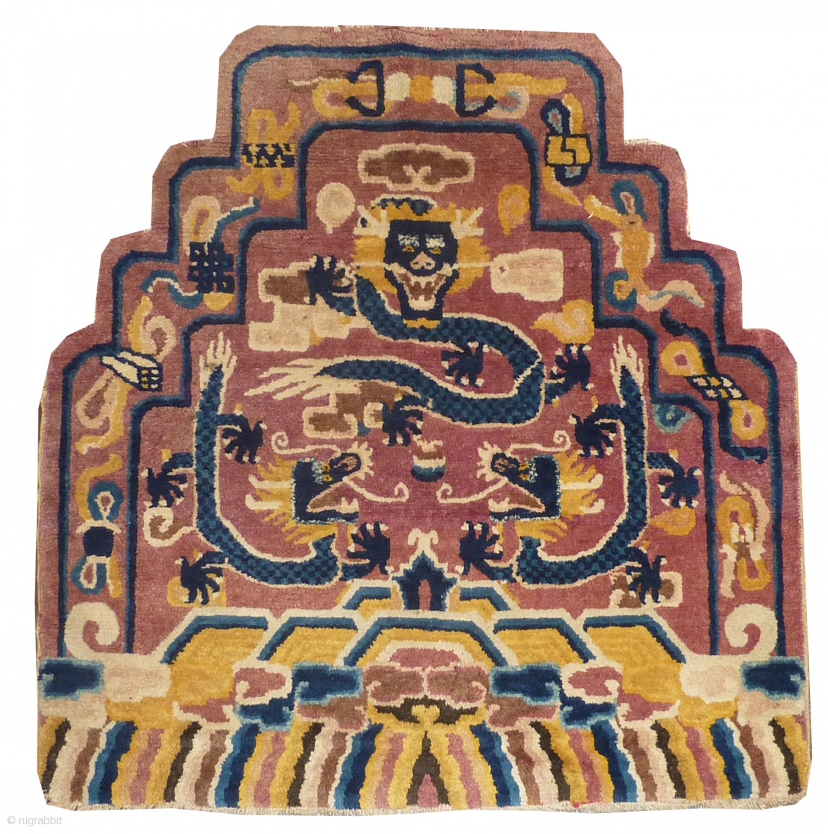 Chinese Ningxia Dragon Rug Late 19th Century 0,82 x 0,82m | rugrabbit.com