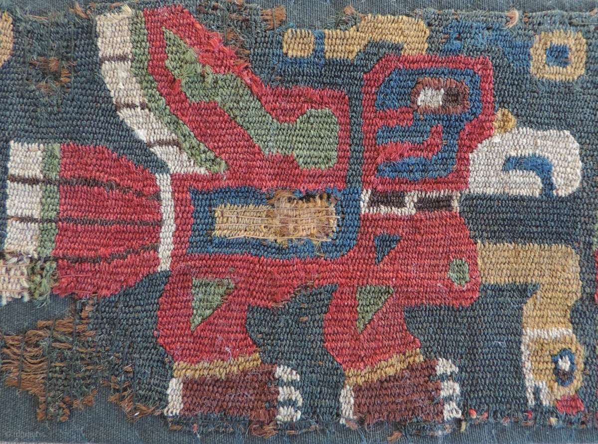 Tiwanaku Interlocked Tapestry Belt Fragment. A.D. 200 - A.D. 400. 26 x ...