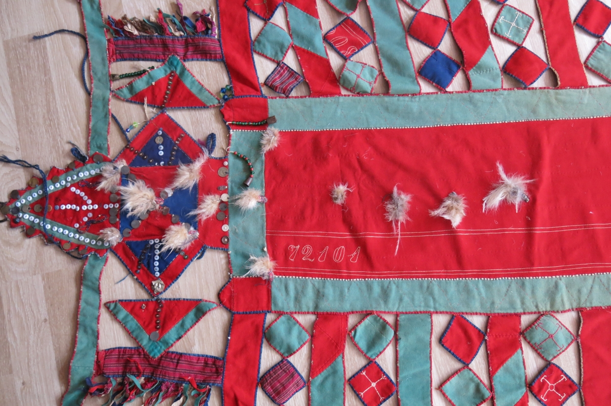 Central Asian Turkmen Ceremonial Camel Trapping Made From Broadcloth Decorated With Glass 